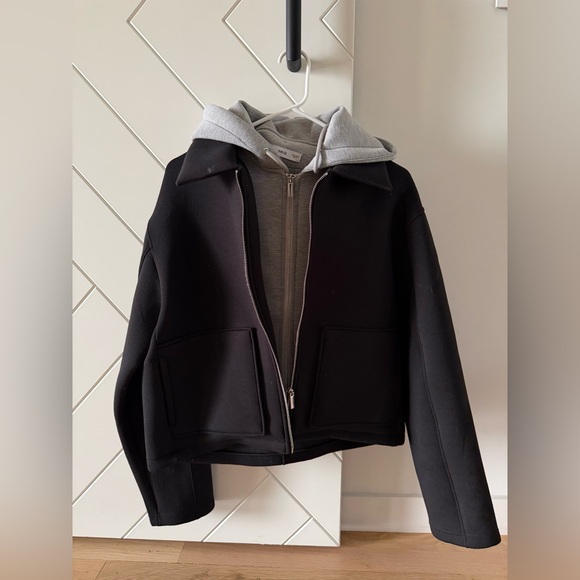 Mango | Jackets & Coats | Mango Black Bomber Jacket With Removable Gray ...
